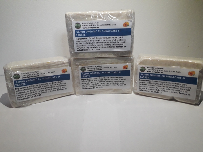 Săpun organic cu sunătoare și tărâțe - 100 grame